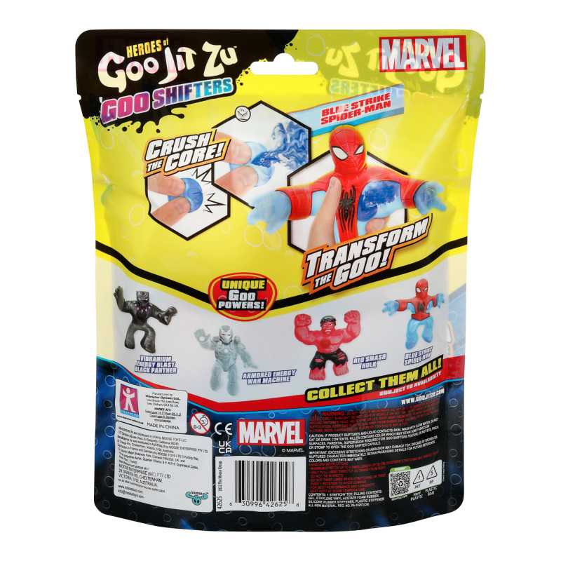 Héroe Goo Jit Zu Marvel Stretchy Spider-Man Azul 4.2" para niños de...